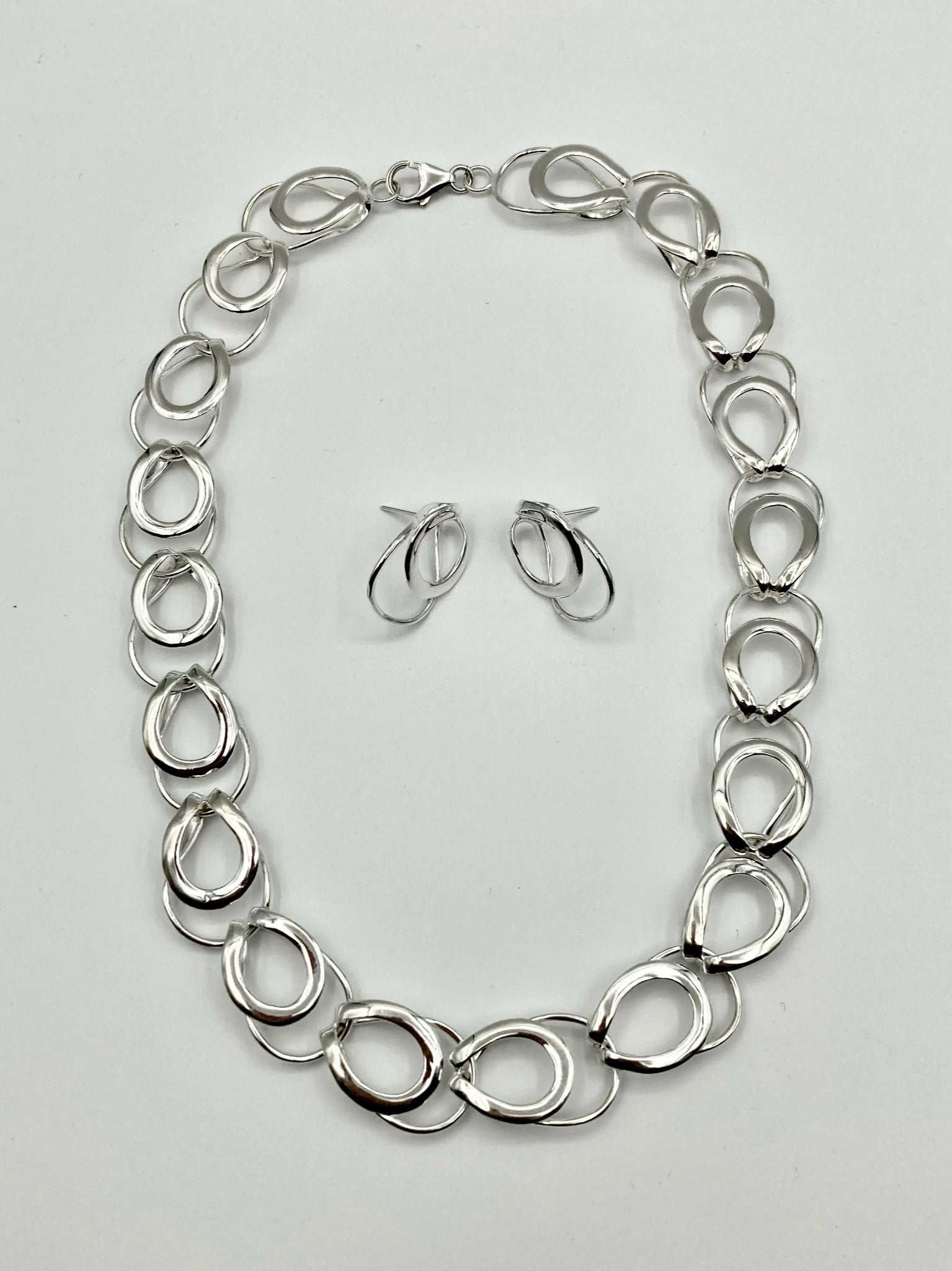 Sterling Silver Loops Necklace and Earrings – Gems by Jael